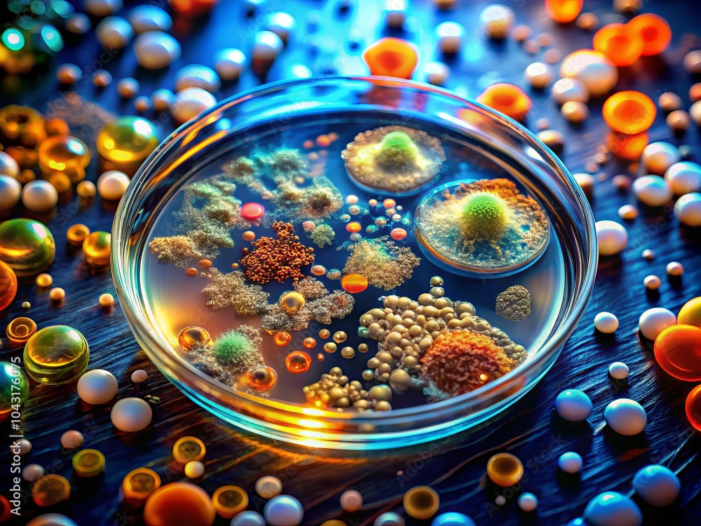 Micro Bacteria Growth on Agar Plate in Abstract Biological Background ...