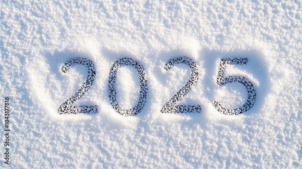 Symbol of 2025 Happy new year drawn by hand on pure white,drawing on ...