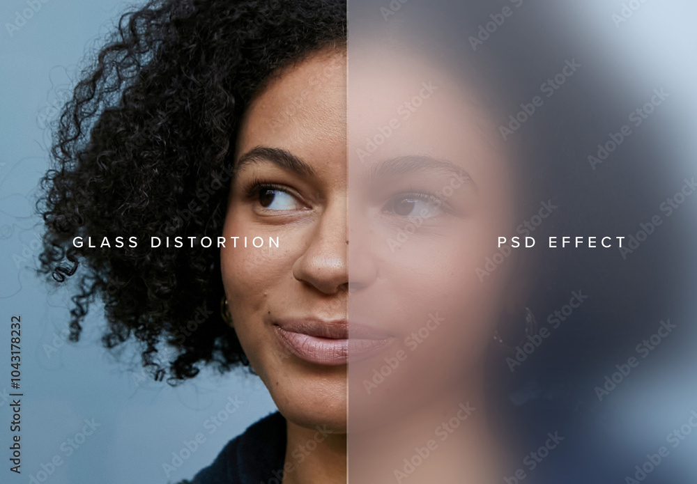Glass Distortion Image Effect Mockup Stock Template | Adobe Stock