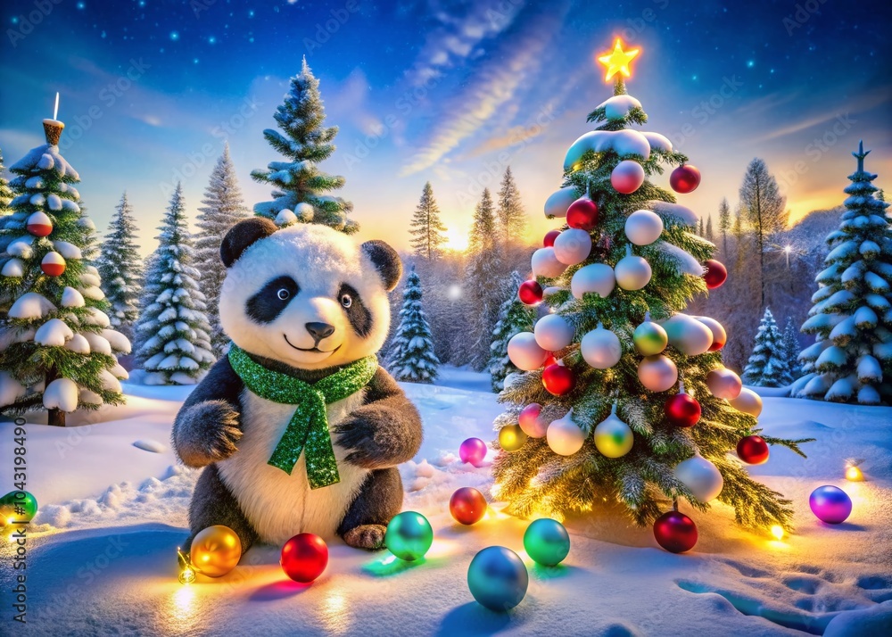Christmas Panda Bear in a Winter Wonderland - Festive Drone Photography ...