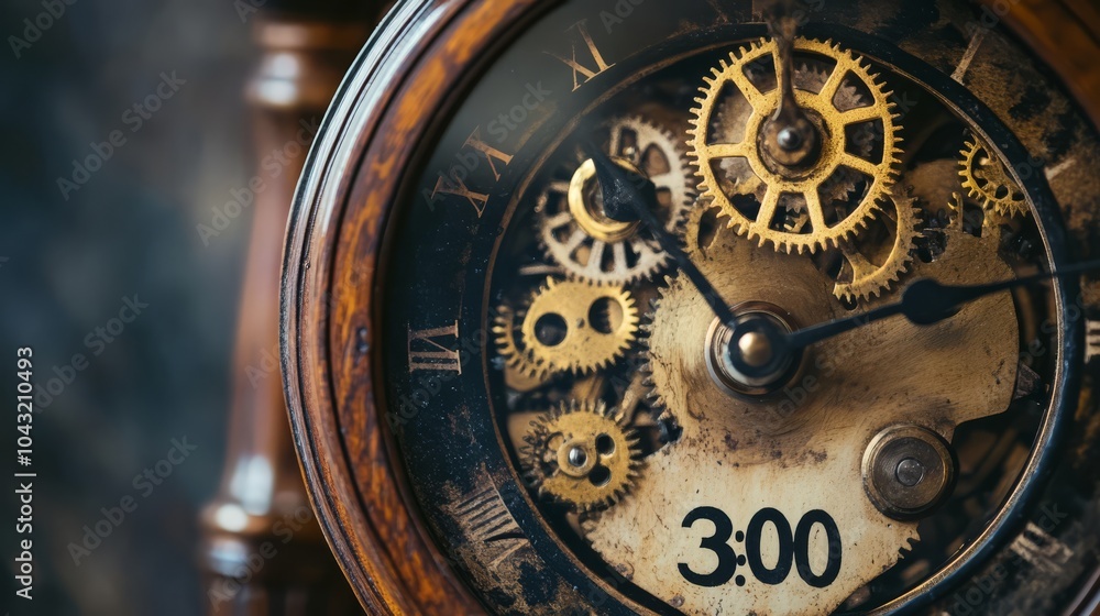 Time's Inner Workings: A close-up of an antique clock face reveals the ...
