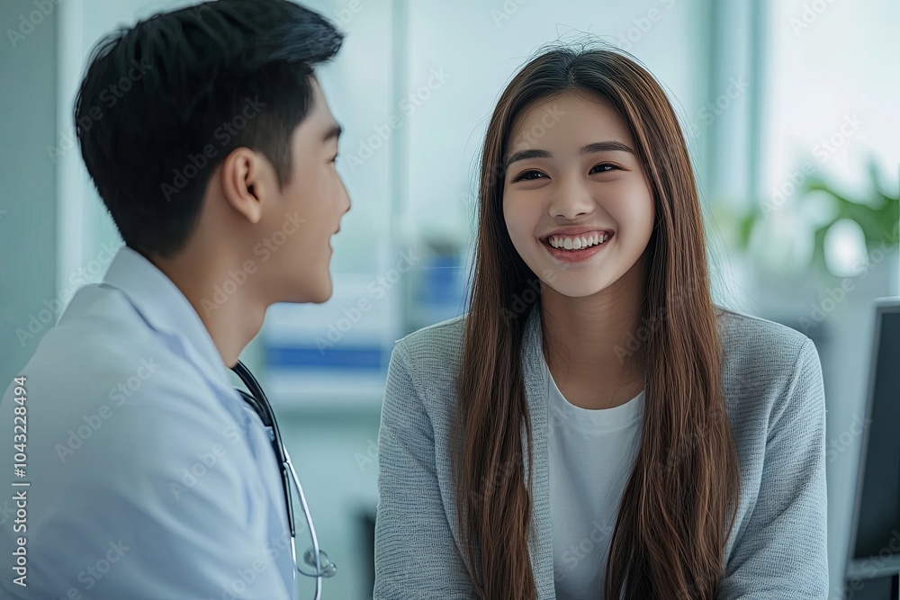 Psychology, Happy asian young couple, patient consulting problem mental ...