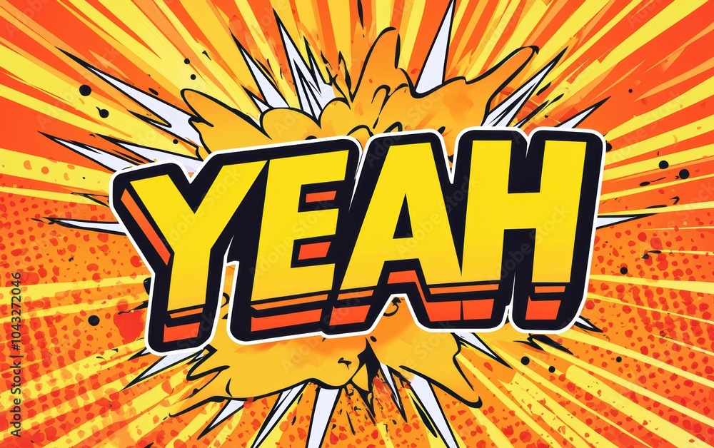 Bold "YEAH" text in a classic comic explosion, surrounded by vibrant ...