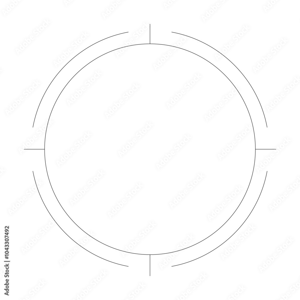 Sniper sight black and white 2D line object. Cross hair target. Aim ...