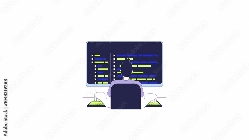 Programmer Typing Keyboard Computer Syntax Codes 2d Character Animation Software Engineering