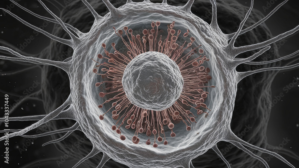 detailed scanning electron micrograph of human cell showcasing its ...