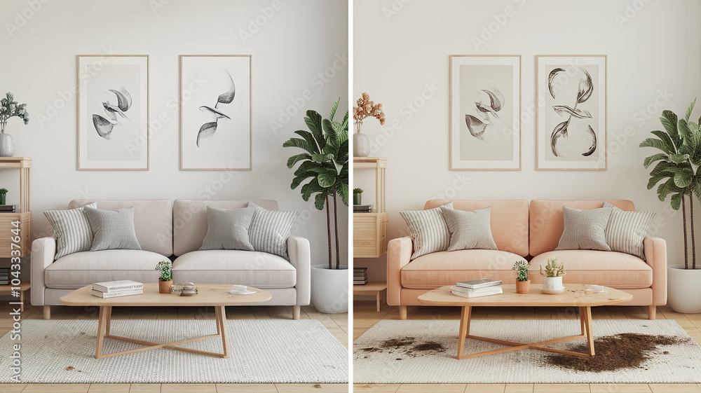 side by side comparison of clean and messy living room showcases impact ...