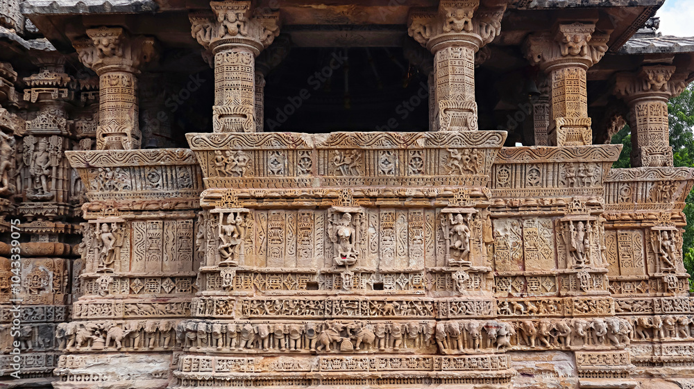 Carvings on the mandapa of Jasmalnathji Mahadev Temple, also known as ...