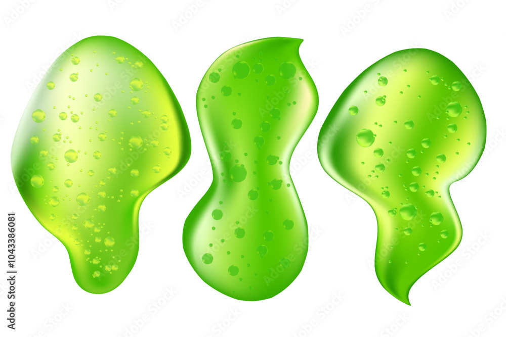Liquid green serum with micro spheres or aloe vera gel with moisturizer ...