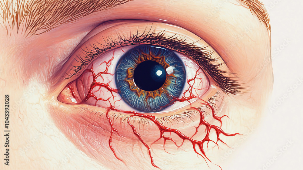 This illustration shows a healthy eye next to an eye affected by ...