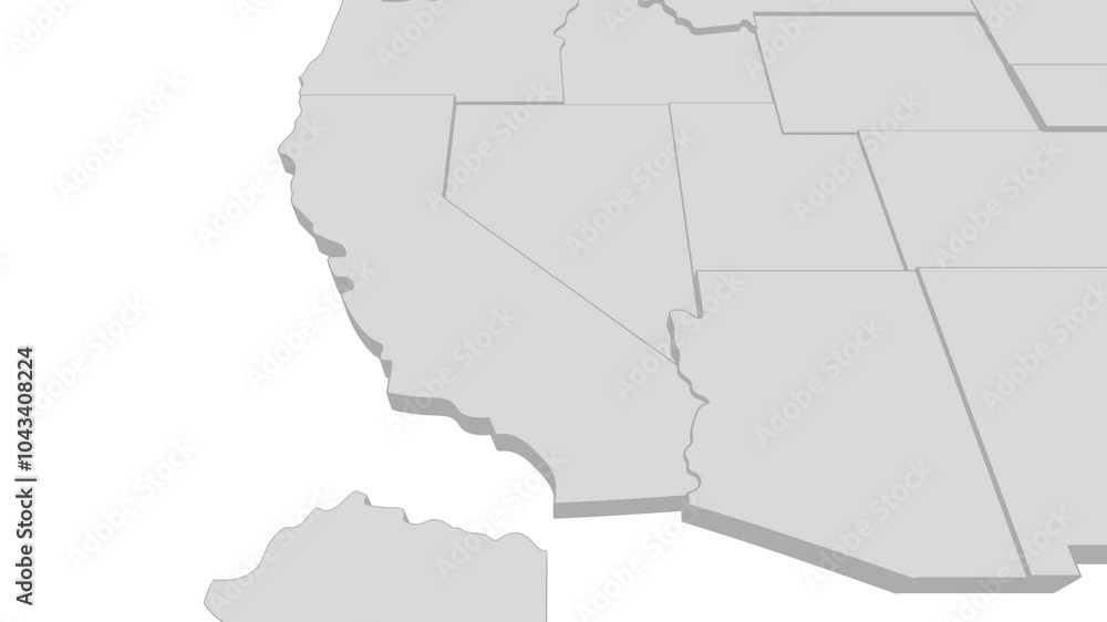 Alabama State video animation. Animated USA map, gray map on a white ...