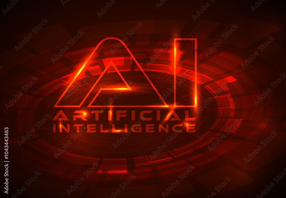 Ai artificial intelligence red concept illustration social media banner ...