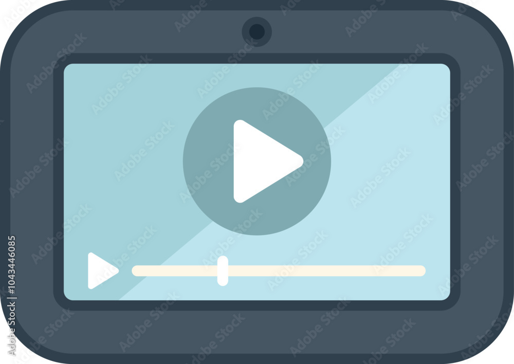 Tablet is playing a video from a streaming platform with a progress bar ...