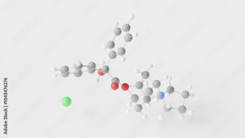 trospium chloride molecule 3d, molecular structure, ball and stick ...
