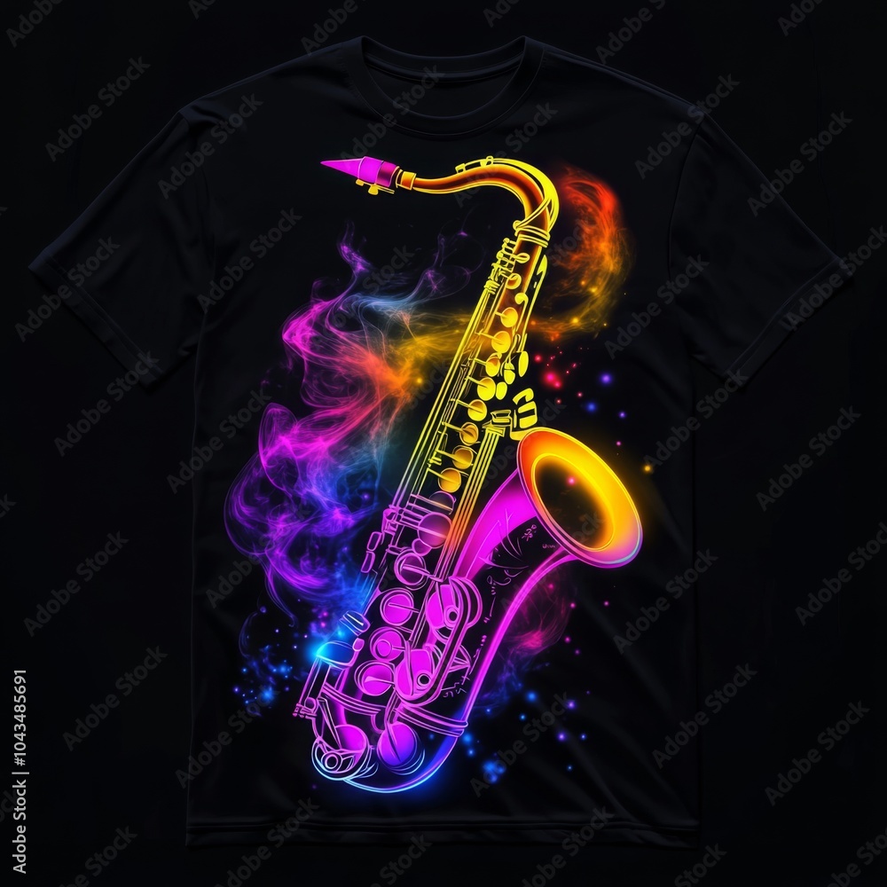 psychedelic neon Saxophone with smoke, ideal for mobile wallpapers and ...