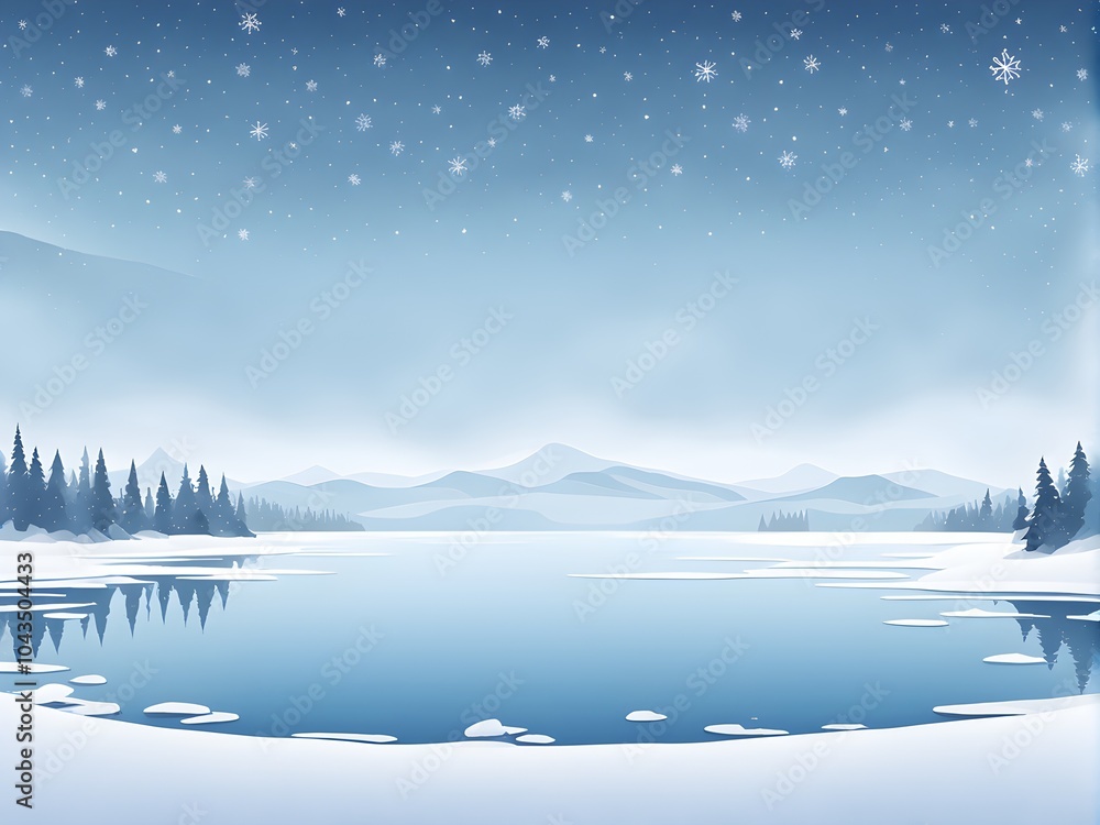 Simple wallpaper illustration of a frozen lake, with just a thin line ...