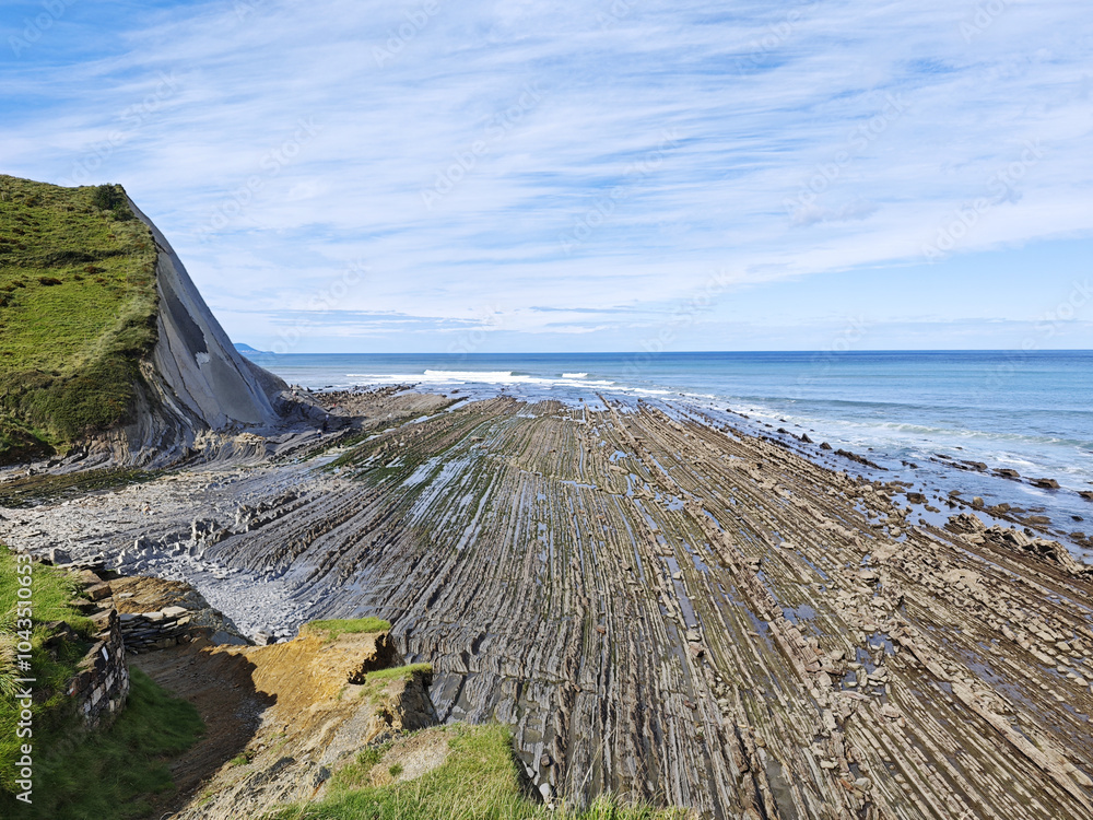 Playa De Sakoneta, The Sakoneta beach in Flysch Geopark, Basque country ...