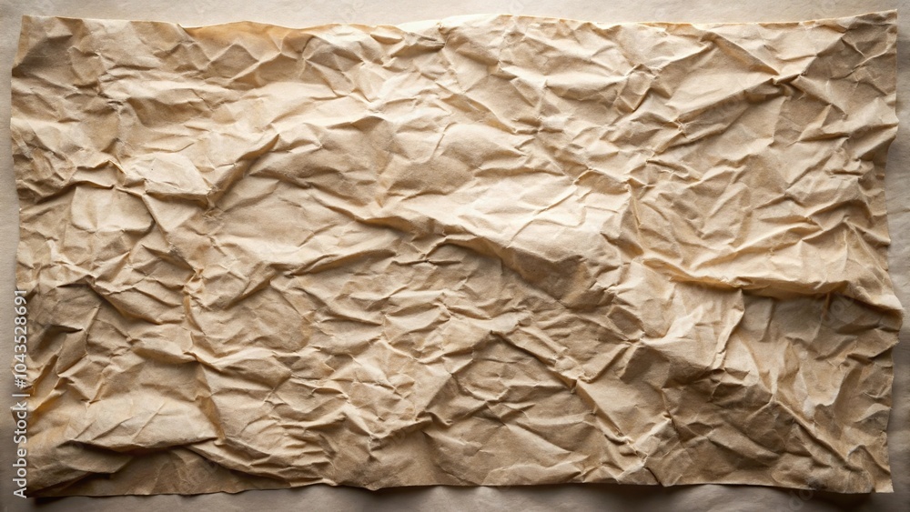 A crumpled paper texture with worn edges and creases, resembling a ...