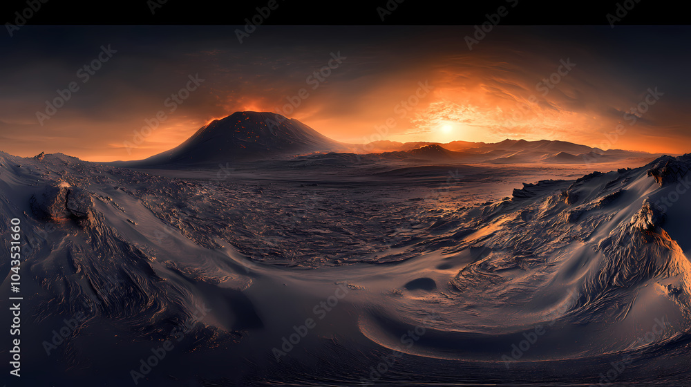 degree martian dark plains and enormous dark sand dune. equirectangular ...