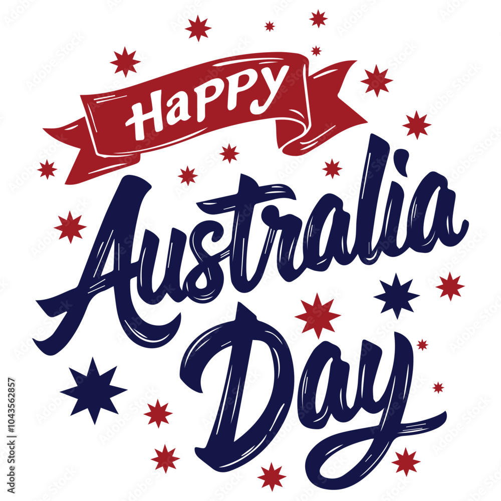 Handwriting calligraphy text logo Happy Australia day lettering ...
