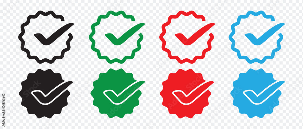 Vector check mark icons. A check mark icon indicates that the task has ...