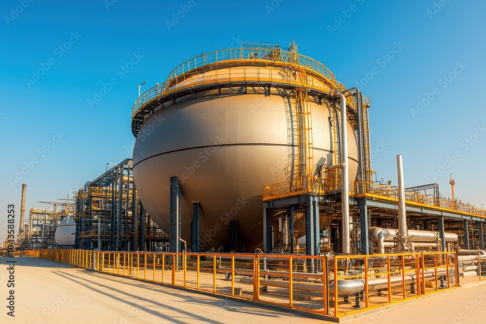 Industrial storage tank at a refinery, showcasing modern engineering ...