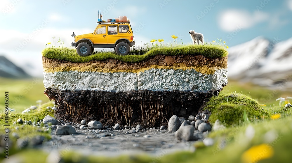 Detailed cross section of an Arctic tundra environment showcasing the ...