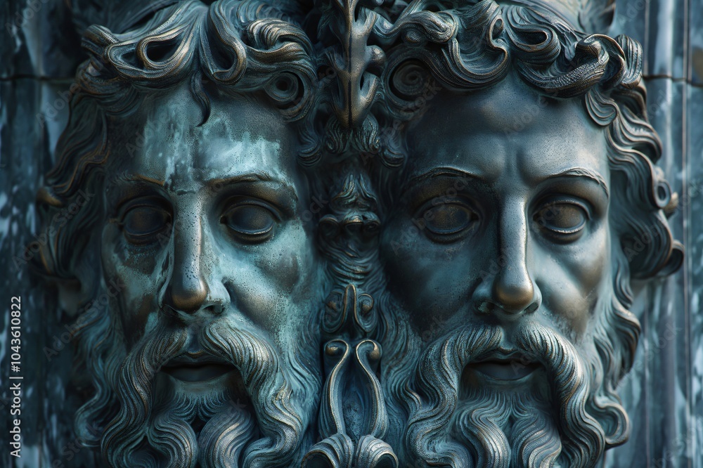 Bronze sculpture of Janus, the roman god of beginnings, gates ...