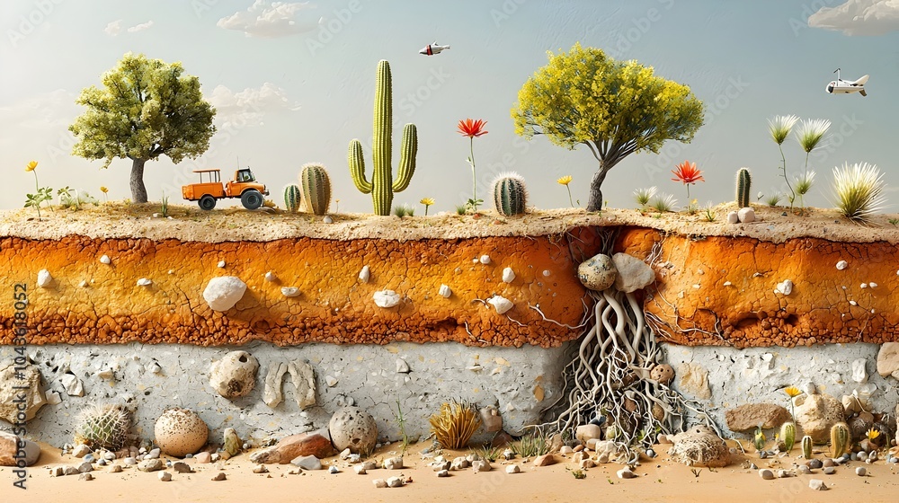 Multilayered cross section depicting the intricate structure of a ...