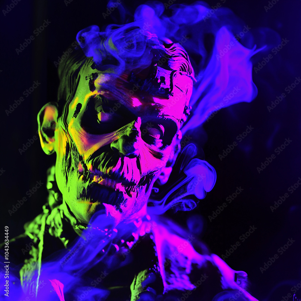 Psychedelic Frankenstein monster, neon blacklight colors and a ...