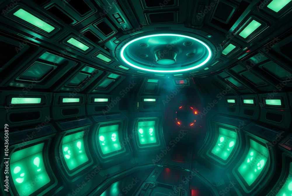 Alien Ship with Glow Lights Glow lights in an alien ship cast my Stock ...