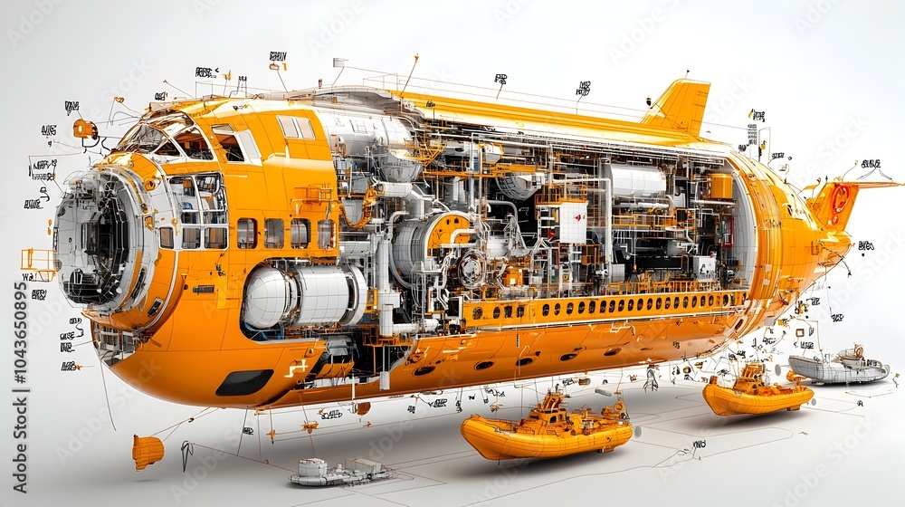 Detailed 3D cross section showcasing the internal layout and features ...