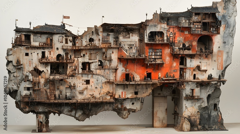 Detailed cross section view of a historic monastery showcasing the ...