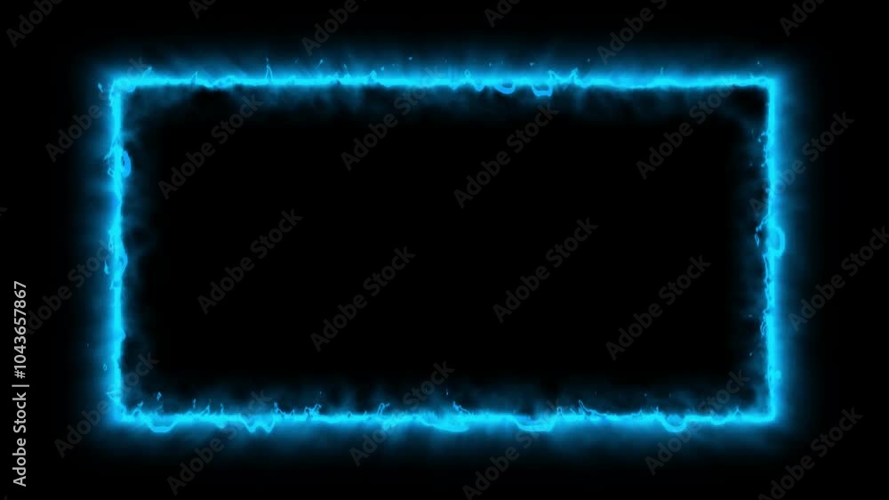 A glowing neon rectangle fire text frame with light animation. Border frame concept sign. Stock ...