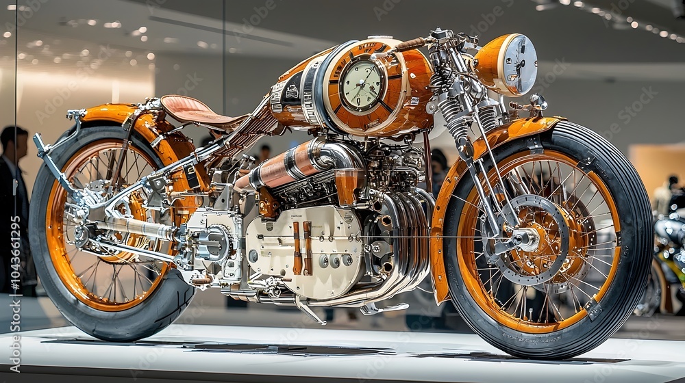 Detailed Cutaway View of Motorcycle Engine and Components Showcasing ...