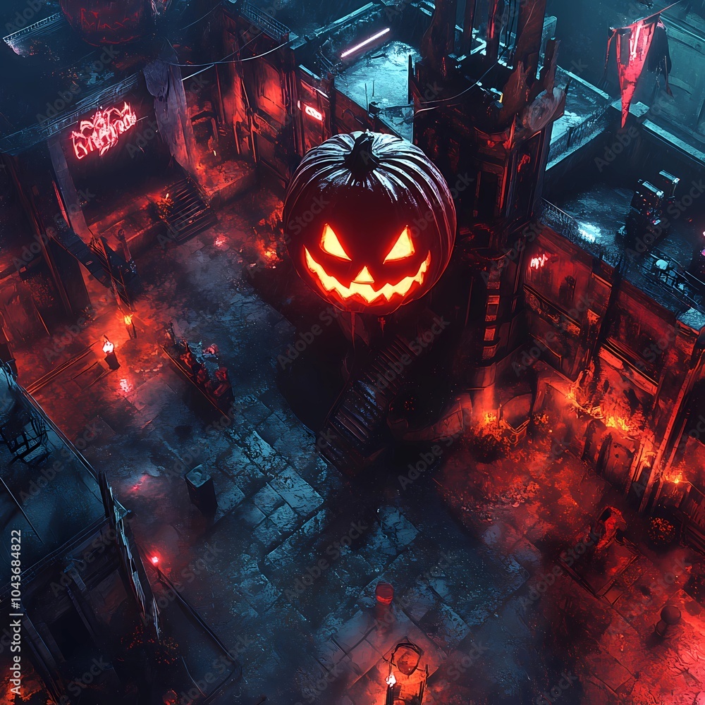 halloween, monumental, Club, Frogcore, aerial view, Houdini rendering ...