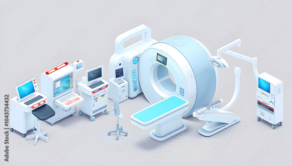 Isometric medical diagnostic, hospital health care equipment. Medical ...