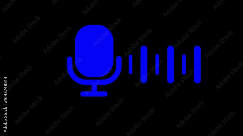 voice recording and mic microphone button icon animation. blue color ...