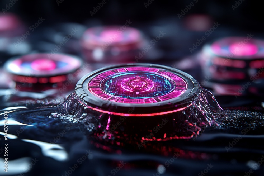 Cyberpunk version of human platelets, with neon-lit cells and digital ...