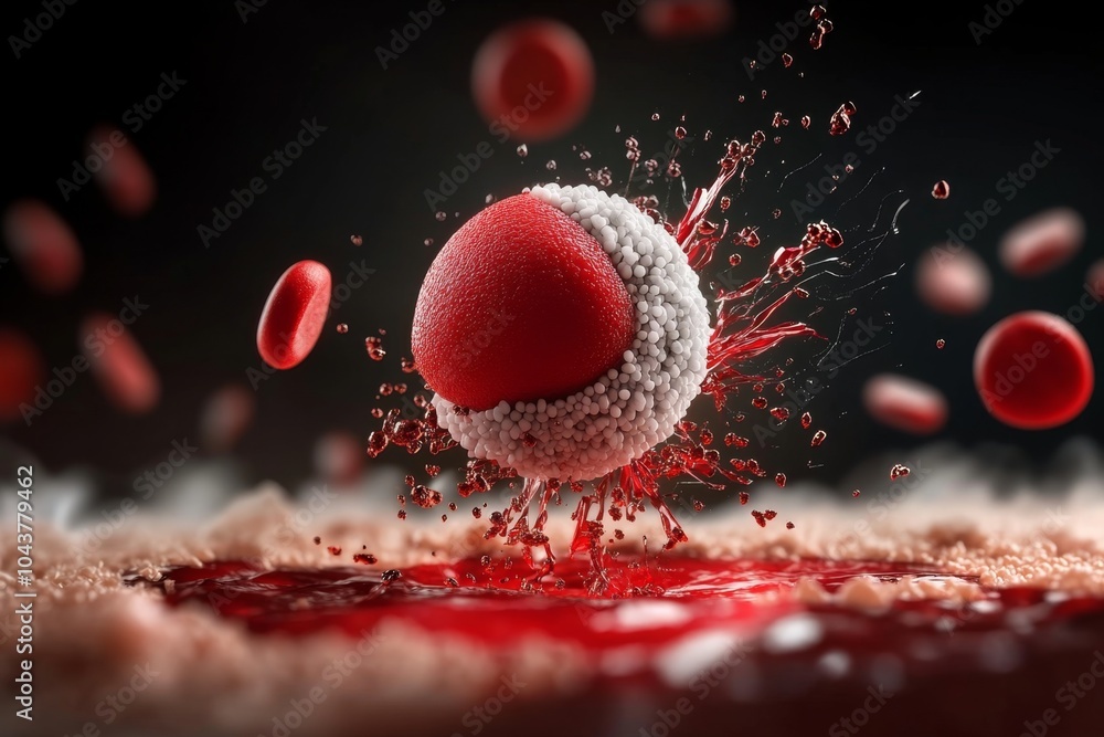 Electron micrograph of platelets releasing granules, capturing the ...