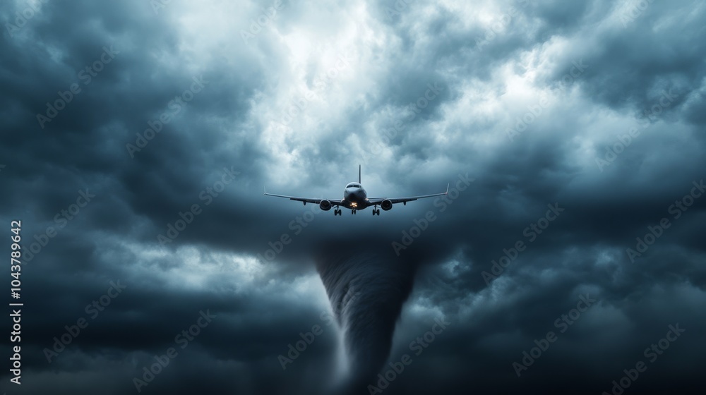 An airplane flies dangerously close to a giant tornado, battling ...