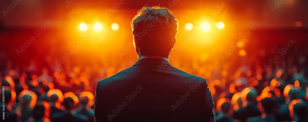 Business leader inspiring employees during a presentation close up ...