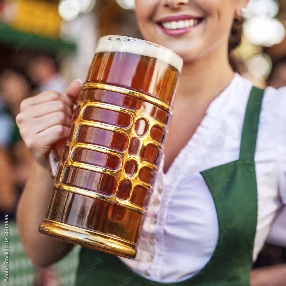 extreme closeup portrait of a Munich Oktoberfest waitress carrying ...