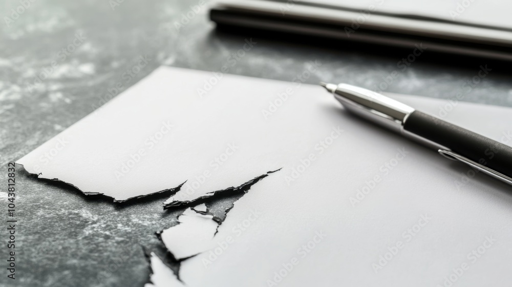 Symbolic image of a corporate breakup. Featuring a partially torn ...