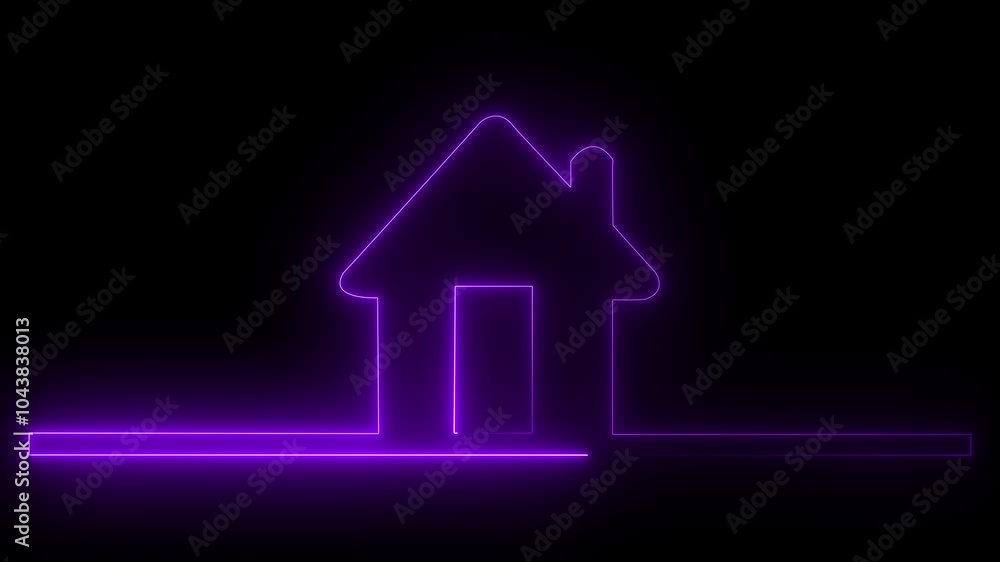 neon glowing home icon animation on black background. social media ...