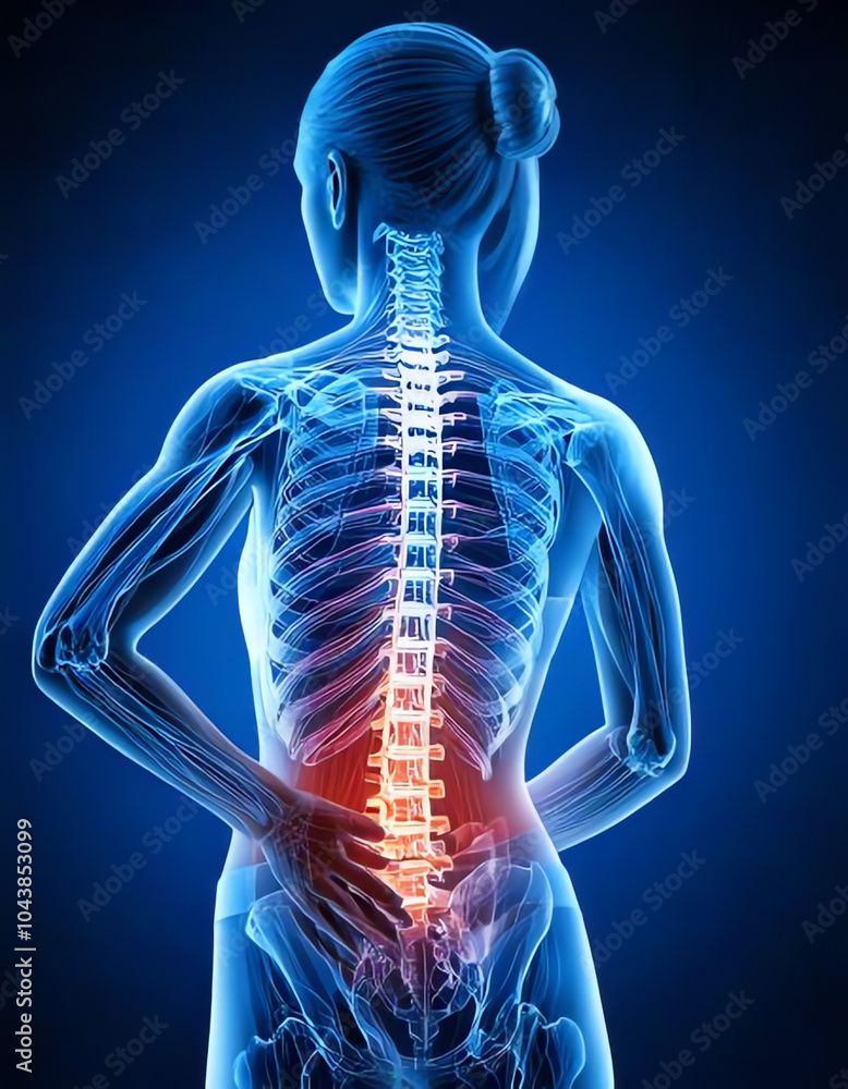 medical representation of pain, headache, limb pain, back pain, nerve ...