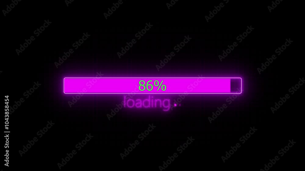 Pink Neon Glitch loading bar. Animation of cyberpunk style loading bar ...