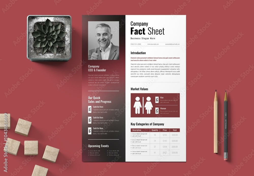 Company Fact Sheet Template Stock Template | Adobe Stock