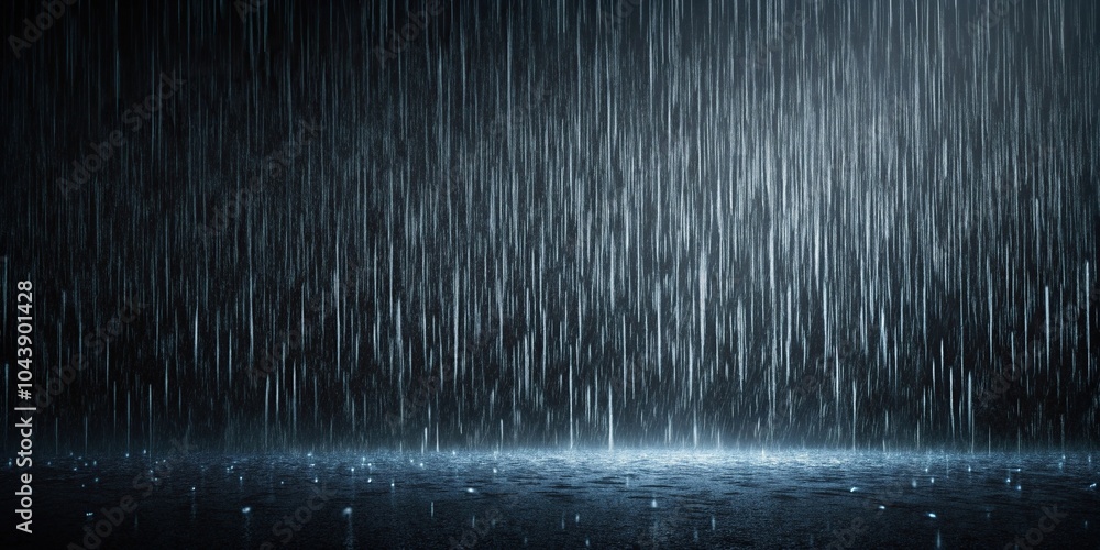 Realistic rain texture overlay effect on black background, creating a ...