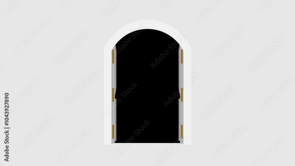 double doors open and close from inside. animation video footage ...